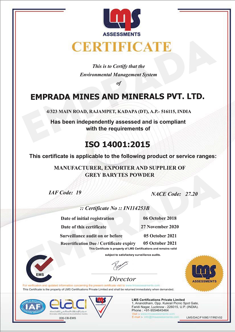 Our Honors and Certifications: Emprada Mines and Minerals